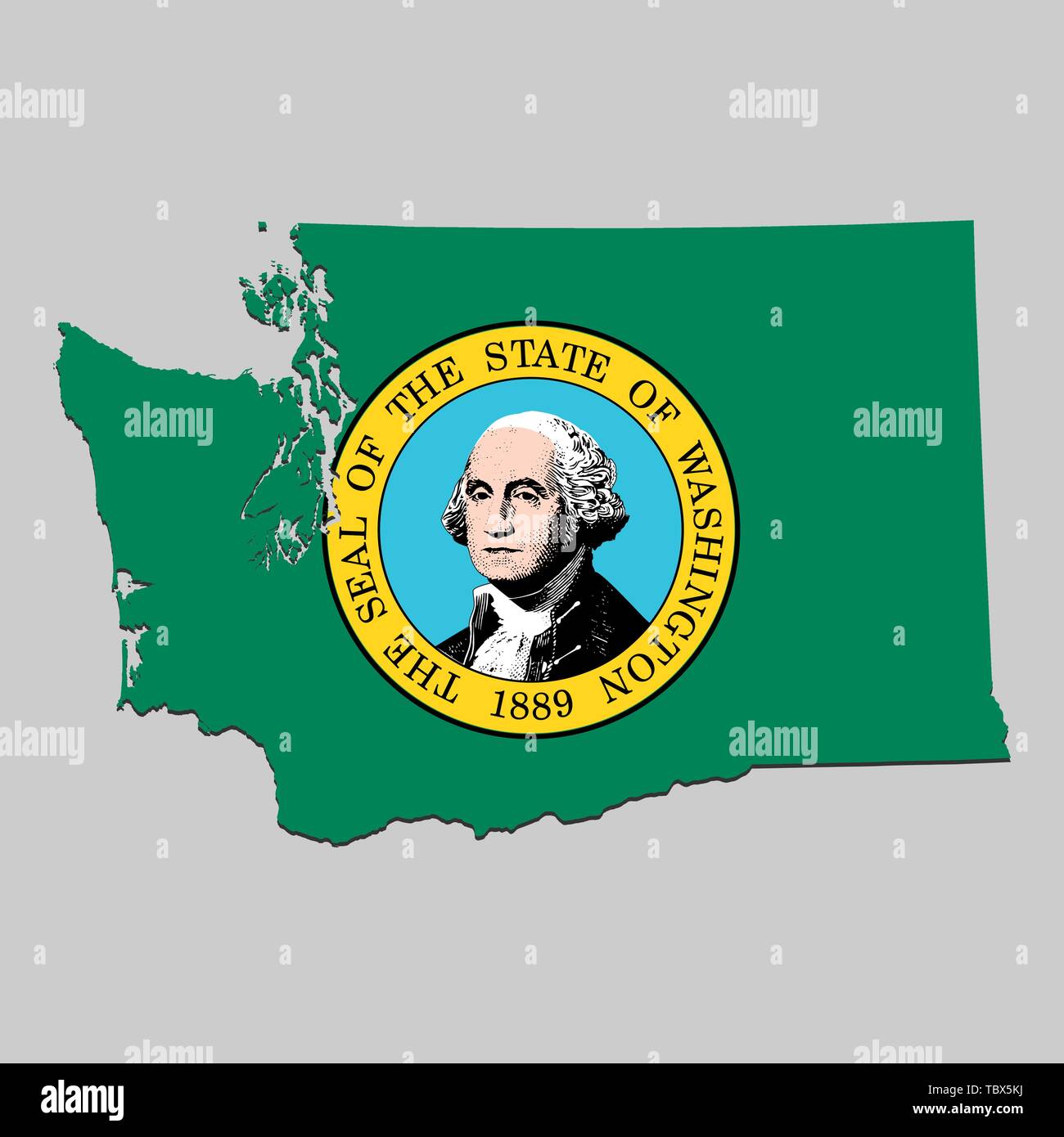 Map of Washington is a state USA with flag. Vector Illustration Stock ...