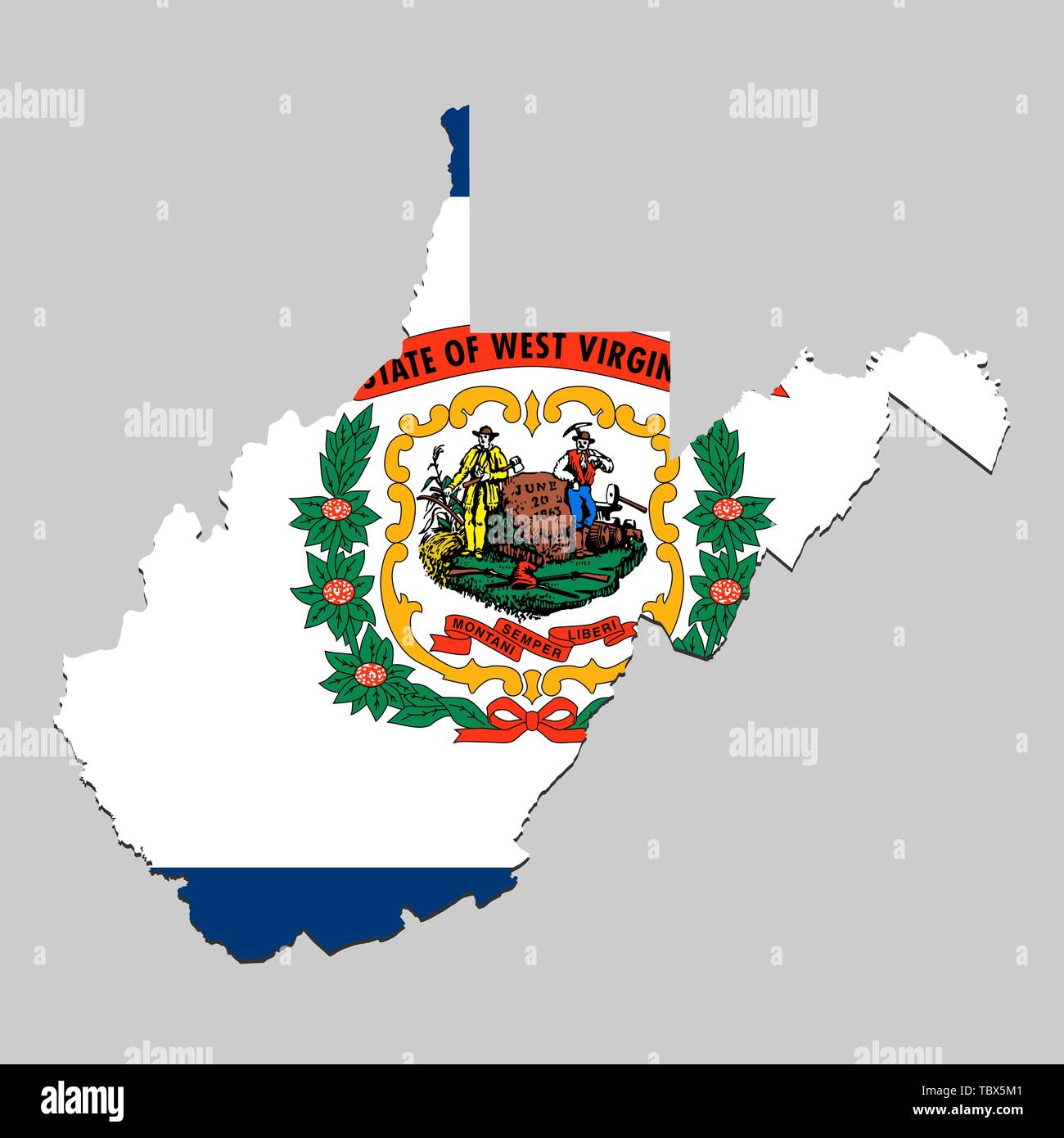 Map of West Virginia is a state USA with flag. Vector Illustration ...