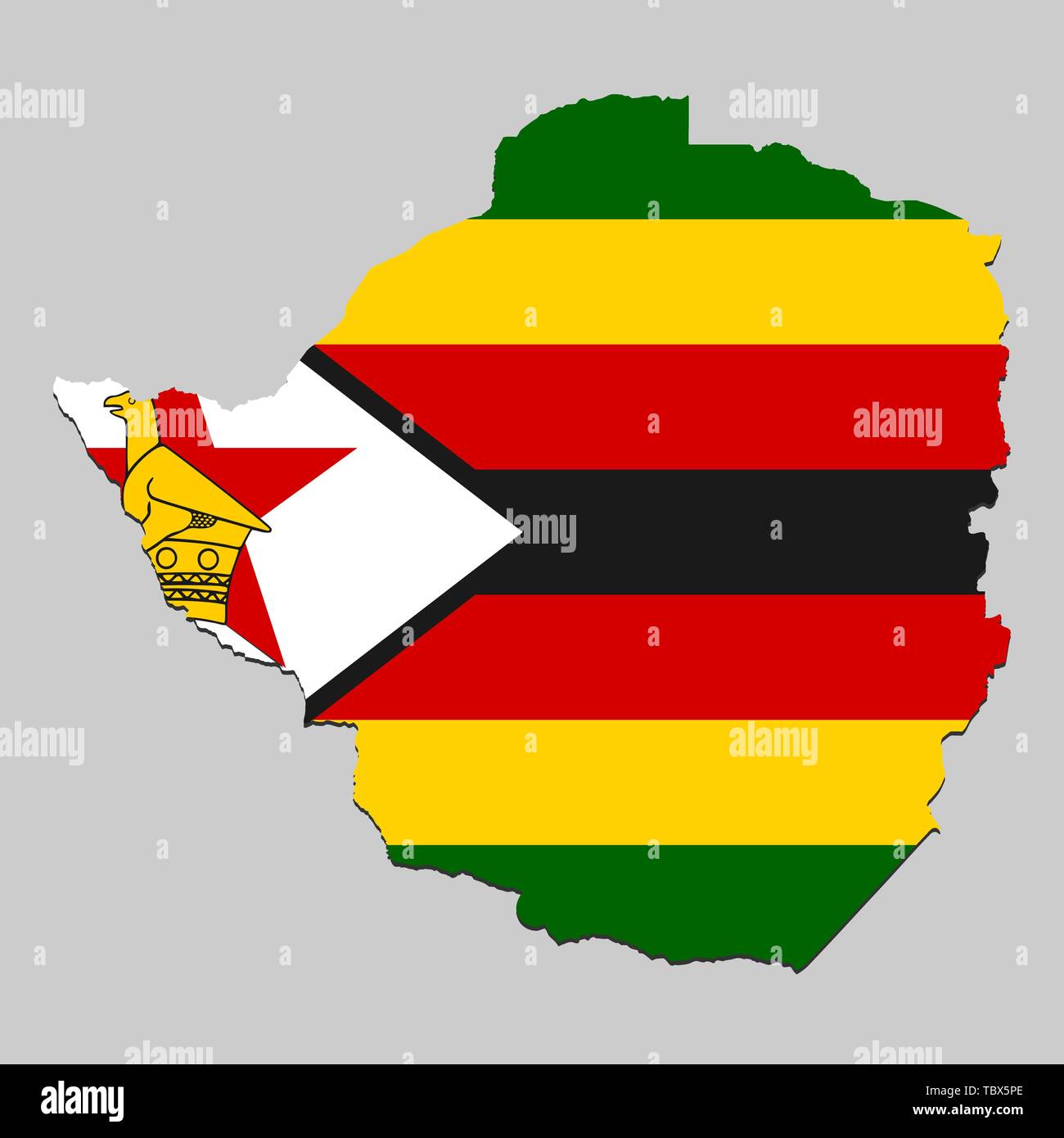 Map Of Zimbabwe With National Flag Vector Illustration Stock Vector
