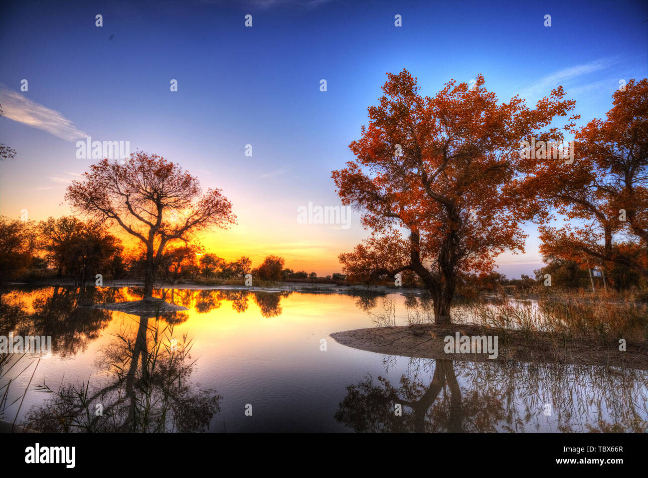 Sunset and Hu Yang Stock Photo - Alamy
