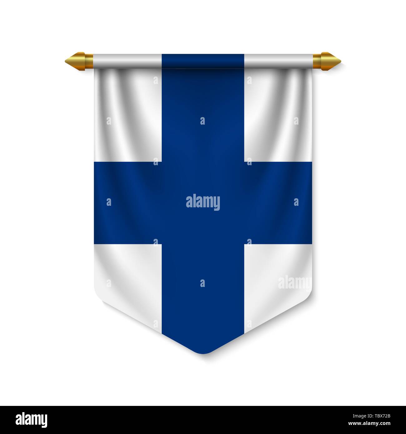 3d realistic pennant with flag of Finland. Vector illustration Stock ...