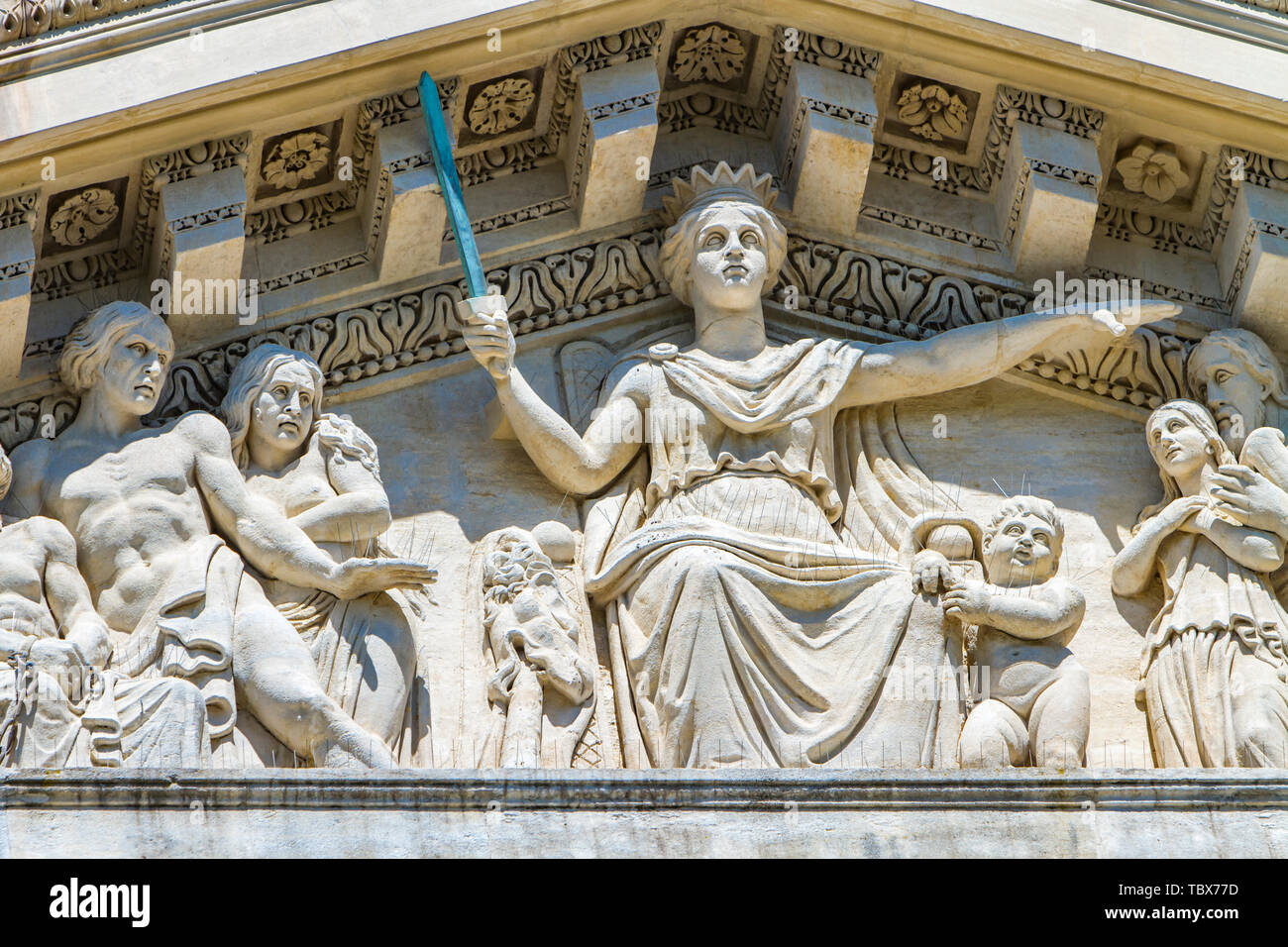 Detail of Court house (Palais de Justice) from 1846, neoclassical ...