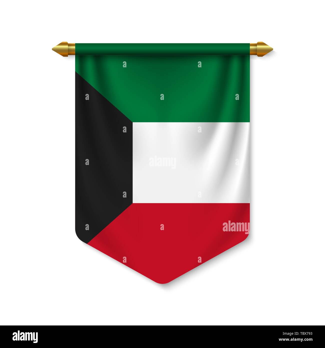 3d realistic pennant with flag of Kuwait. Vector illustration Stock ...