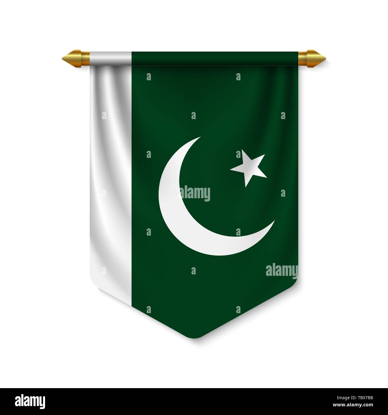 3d realistic pennant with flag of Pakistan. Vector illustration Stock ...