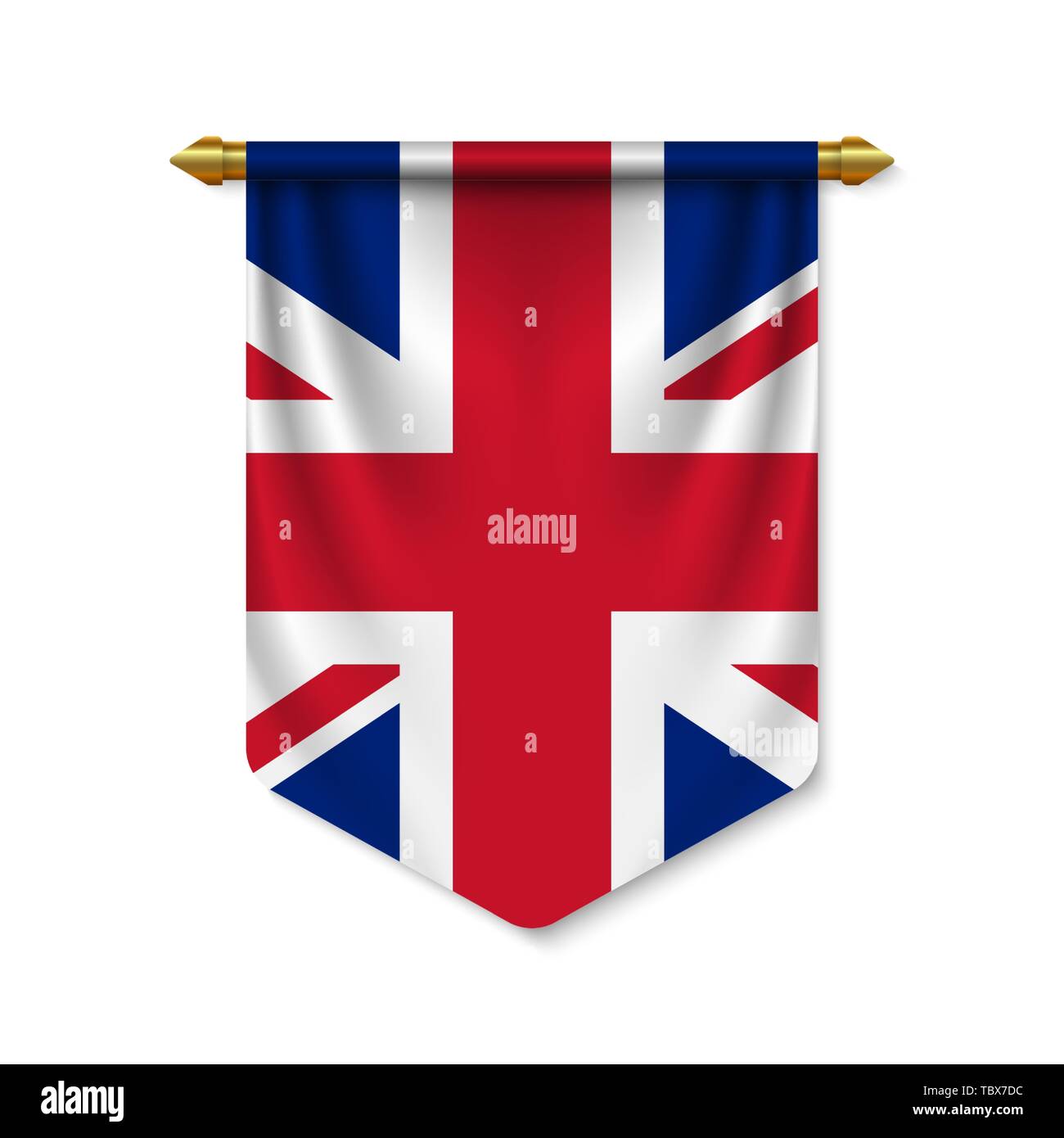 3d realistic pennant with flag of United Kingdom. Vector illustration ...
