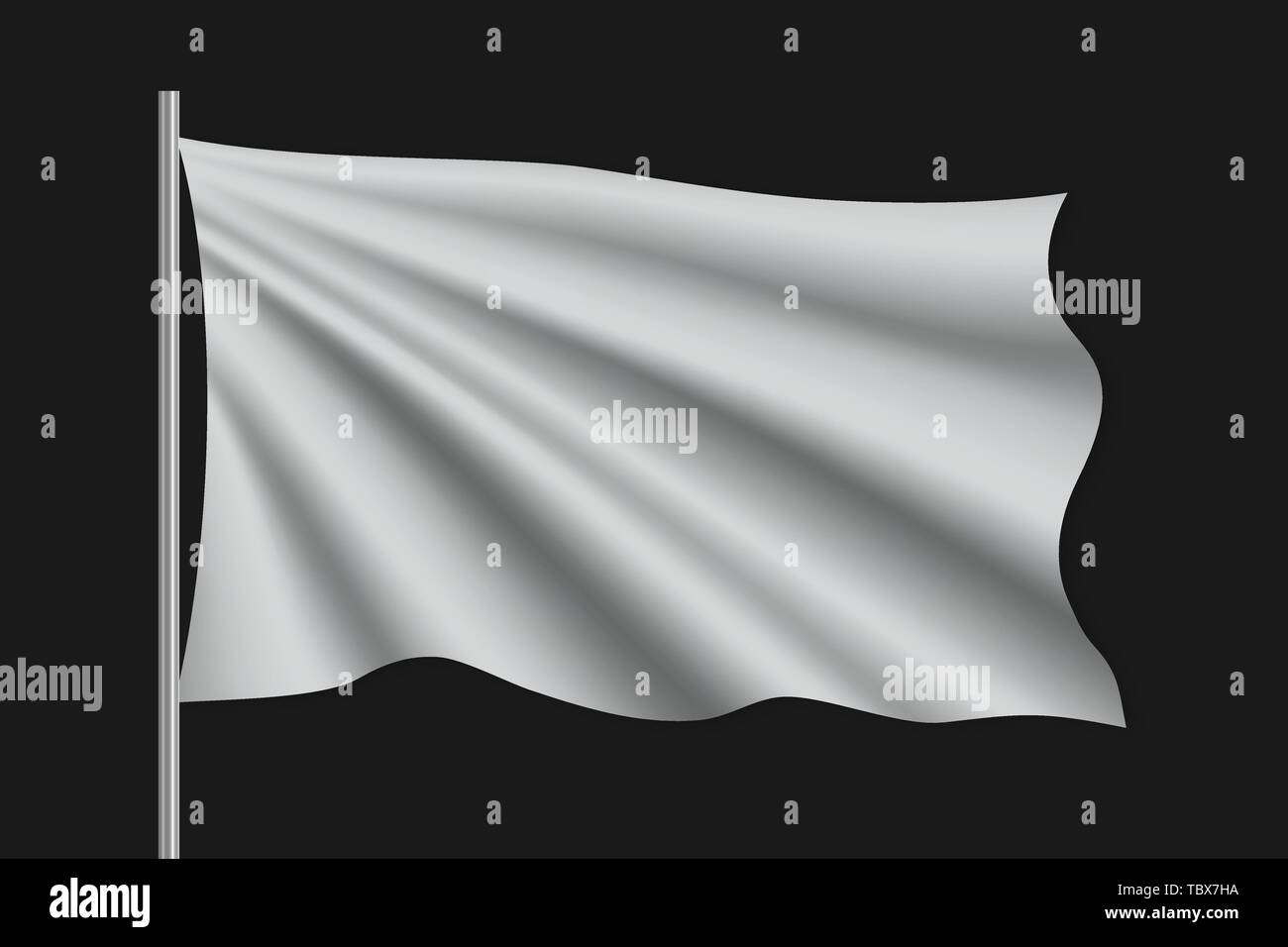 Waving blank flag on flagpole. Template for poster design Stock Vector ...