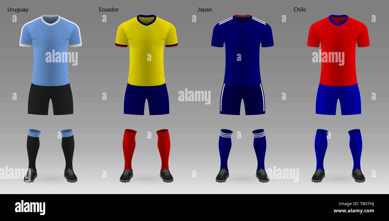 Set of realistic football kits, shirt template for soccer jersey ...