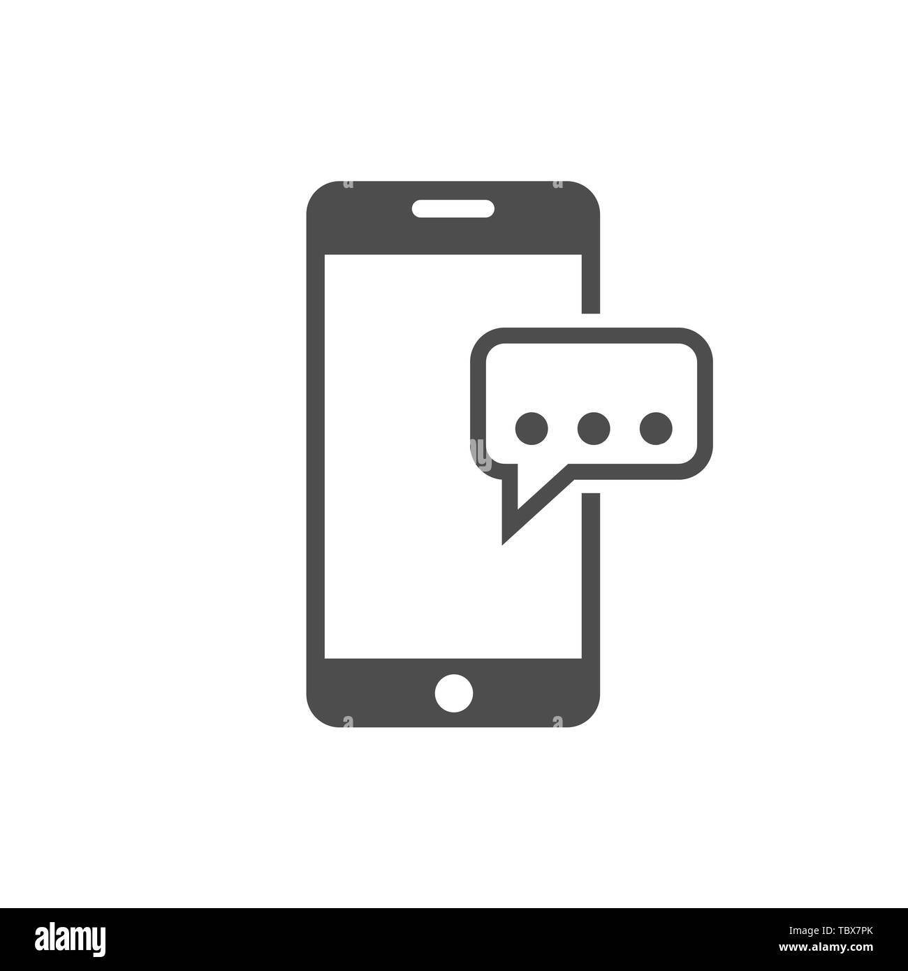 Simple Phone with message icon. Chat sign, Vector Stock Vector Image ...