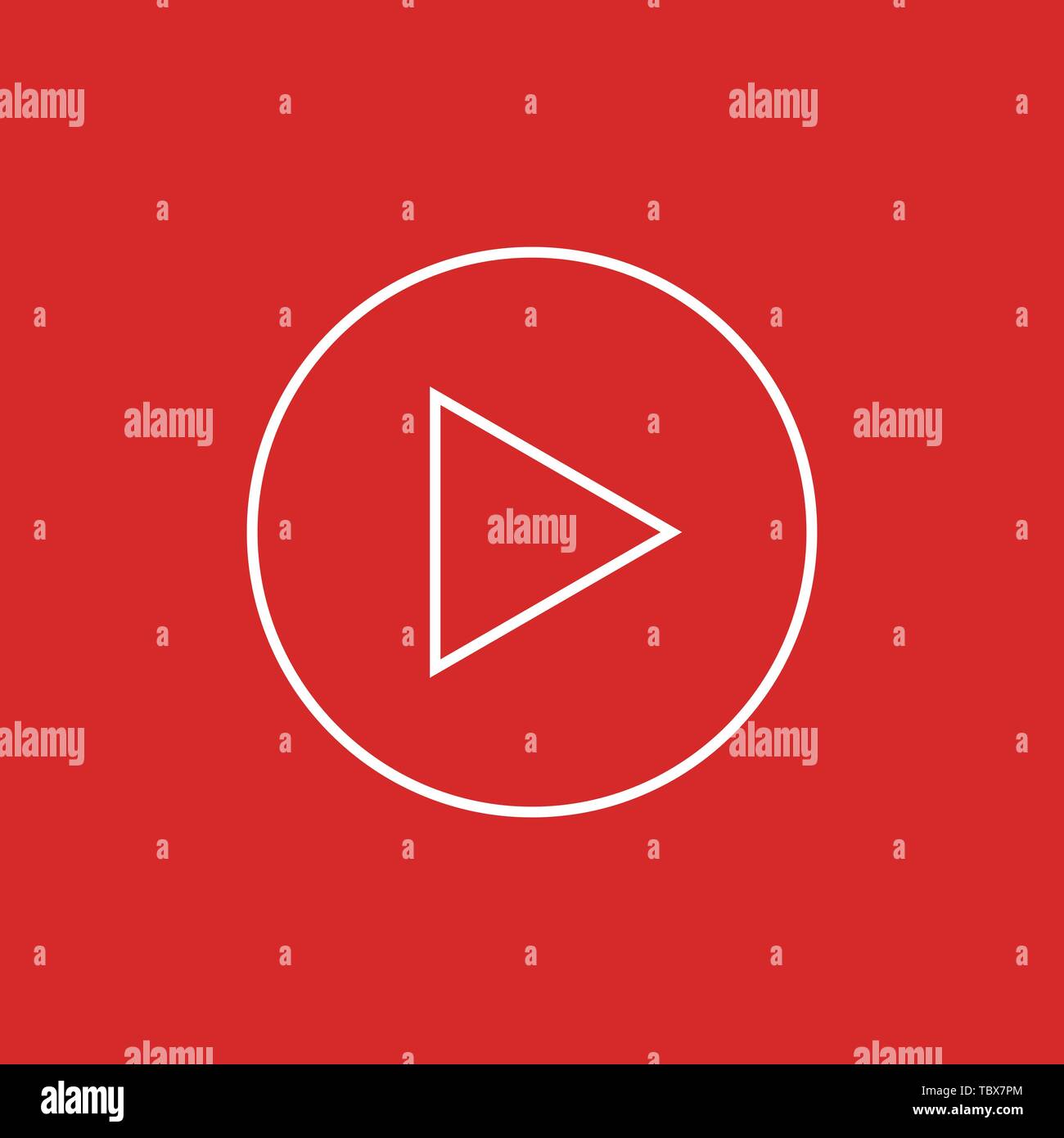 White Play vector icon over red background. Vector illustration Stock ...