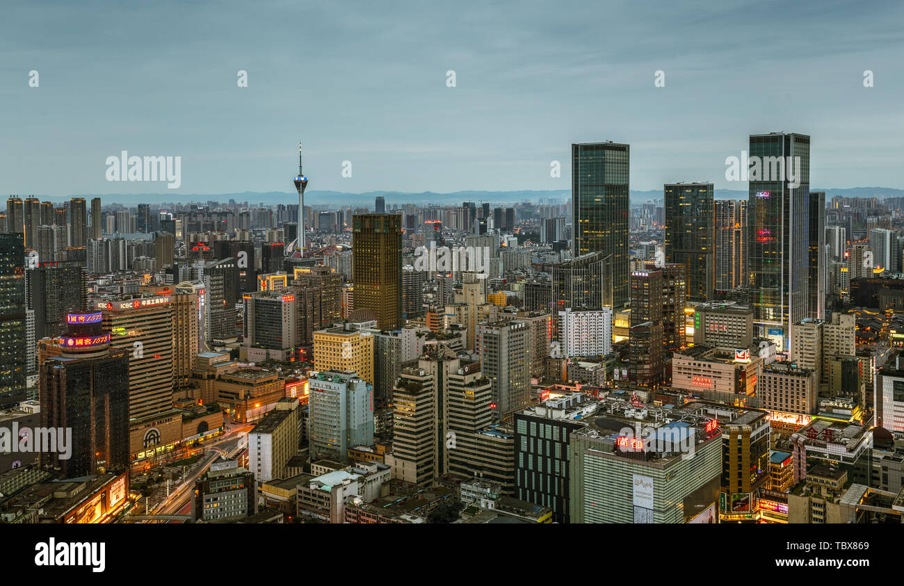 Sichuan, Chengdu, CBD, night view Stock Photo - Alamy