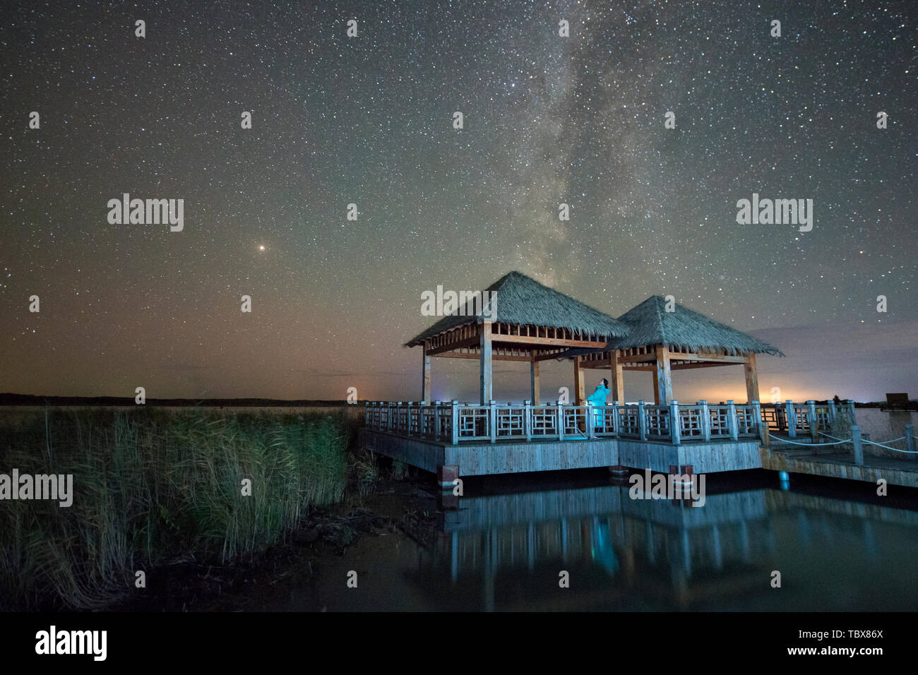 Sino-Russian border lake Xingkai lake starry sky Stock Photo - Alamy