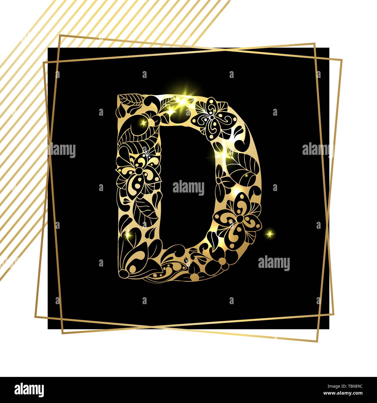 Floral font letter d hi-res stock photography and images - Alamy