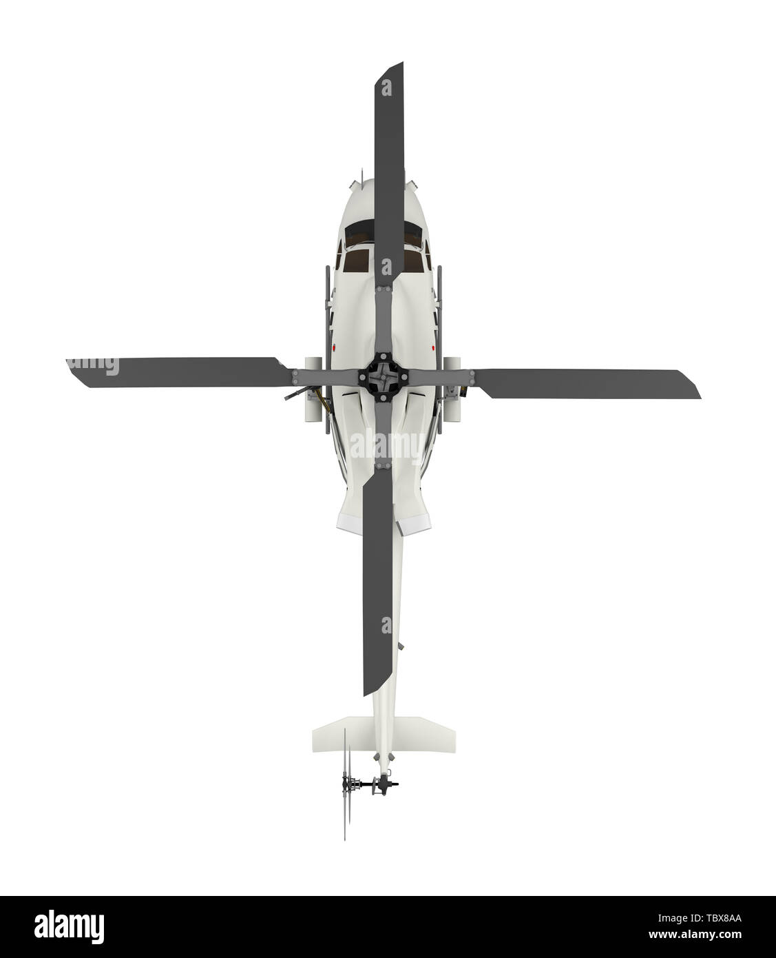 military helicopter top view isolated on white. 3d rendering Stock ...