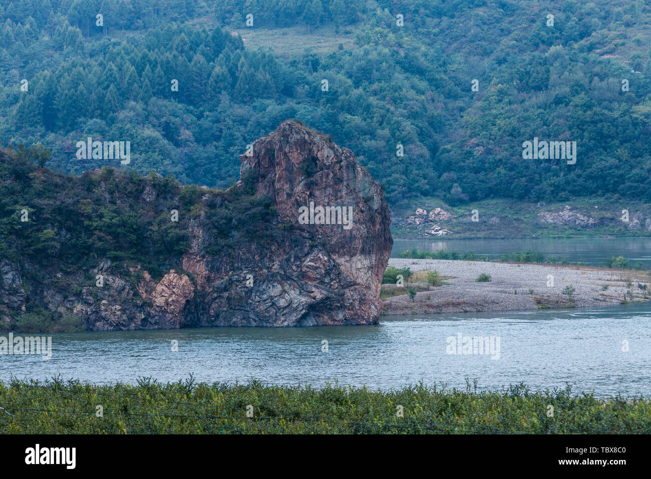 Landscape and landscape scenery of the Yalu River in Ji'an, Jilin ...