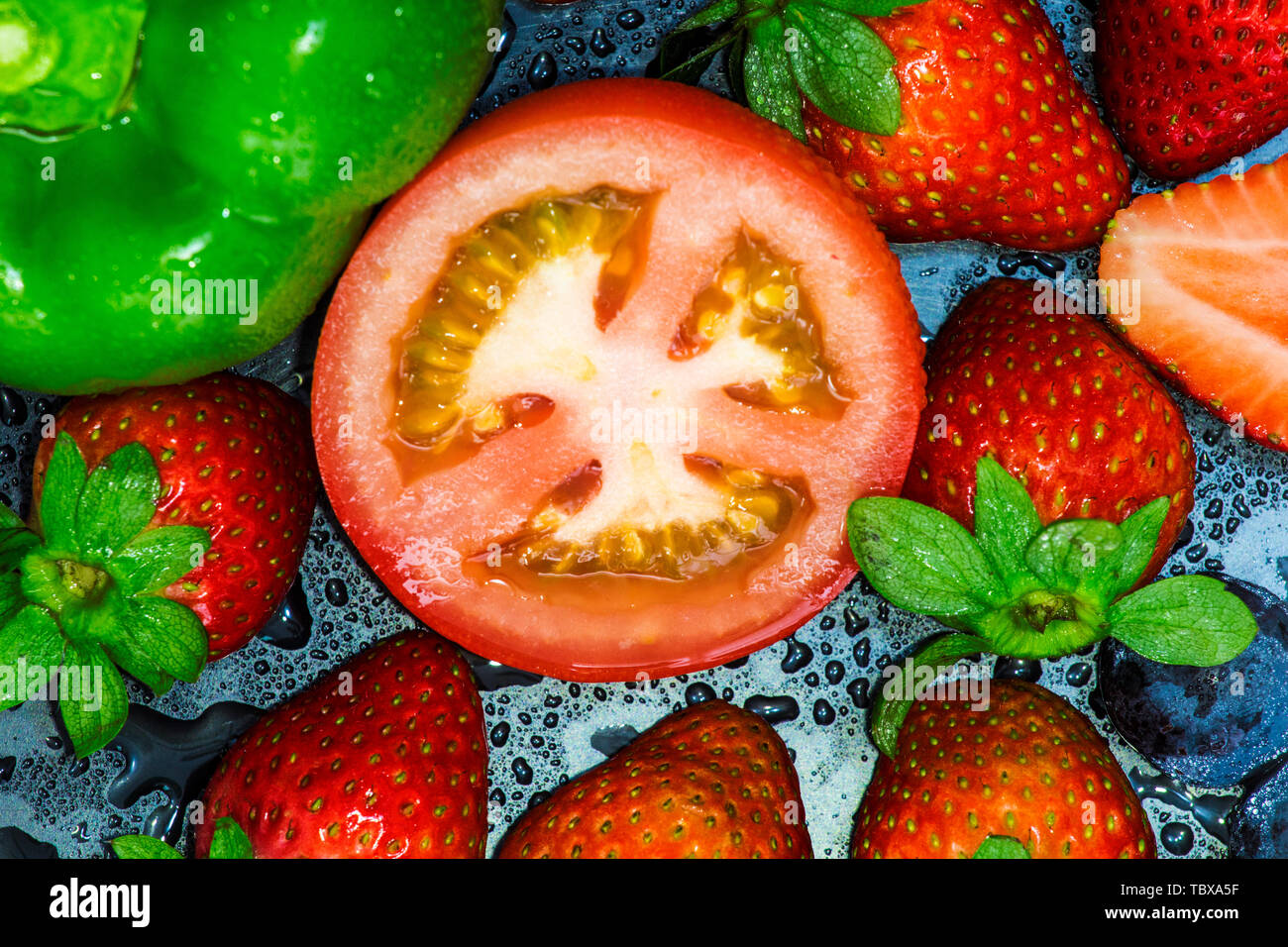 Strawberries, fruits and vegetables Stock Photo - Alamy
