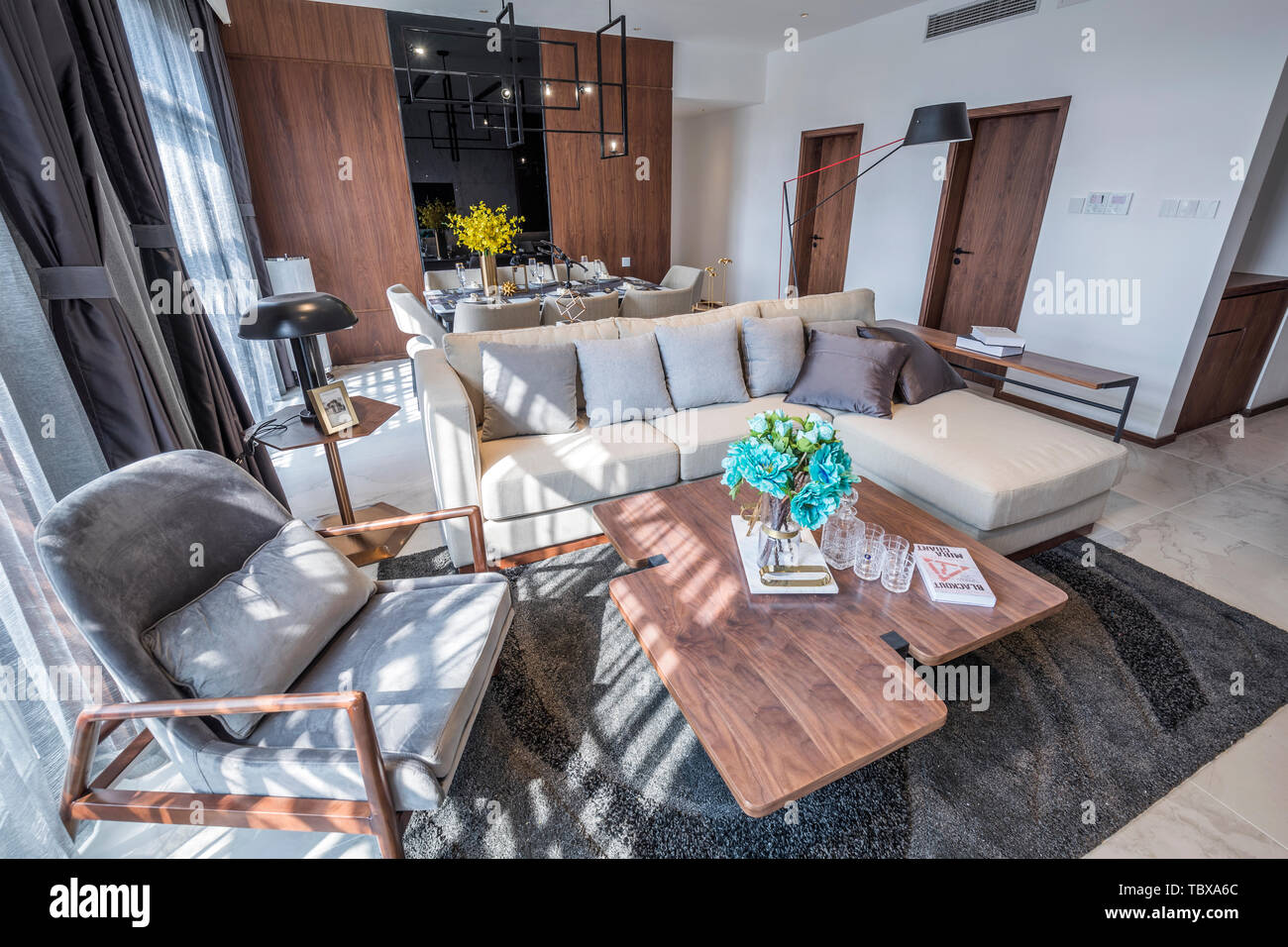 Design of interior design space of model room in modern living room ...