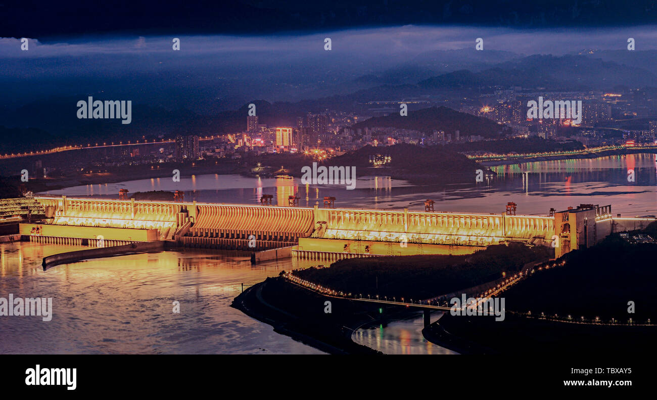 The Three Gorges Project under the sunset Stock Photo - Alamy