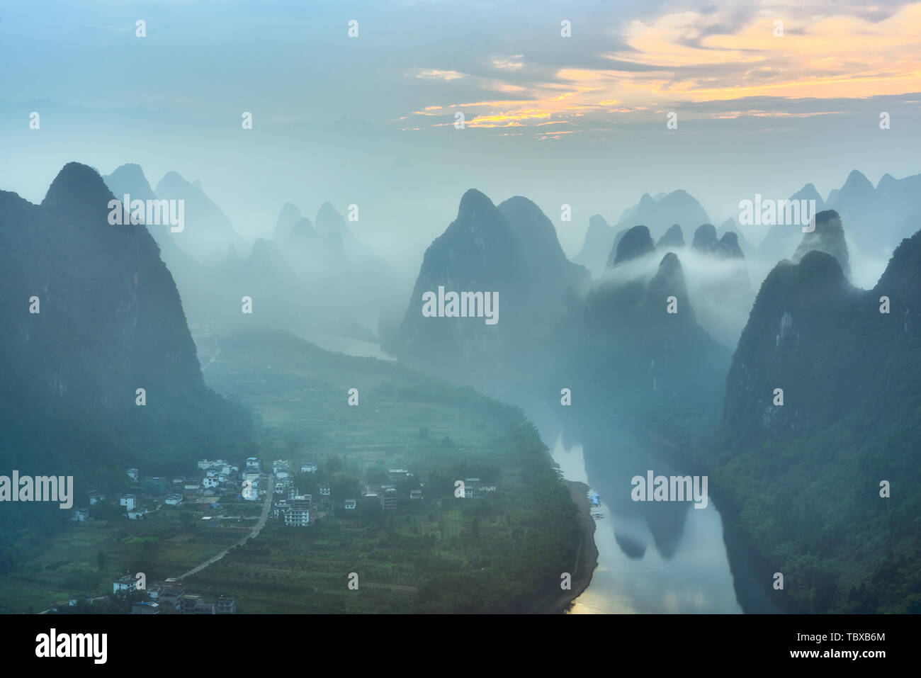 Guilin landscape scenery Stock Photo - Alamy