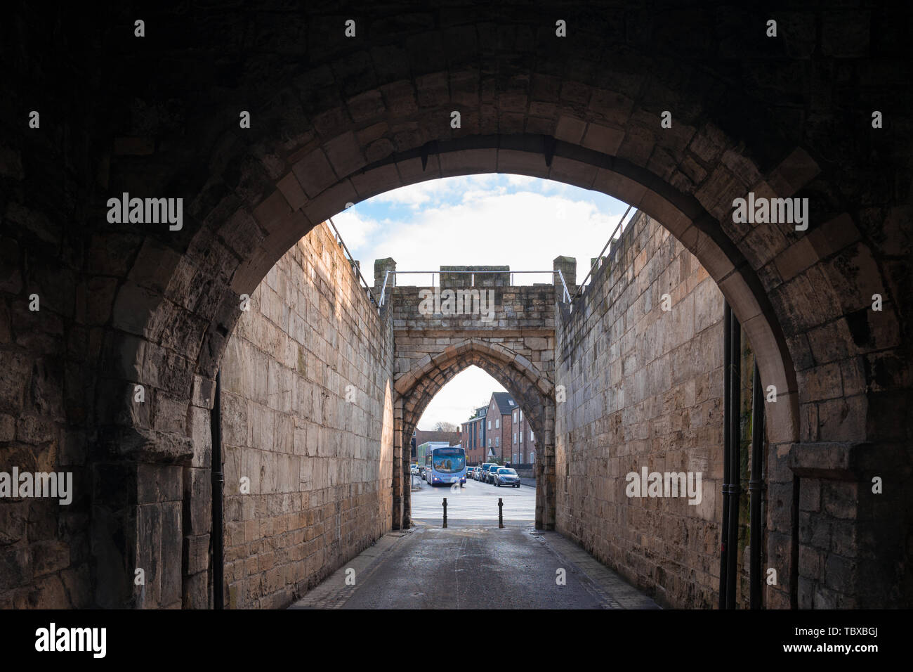 The ancient wall gate of York, England, walmgatebar Stock Photo - Alamy