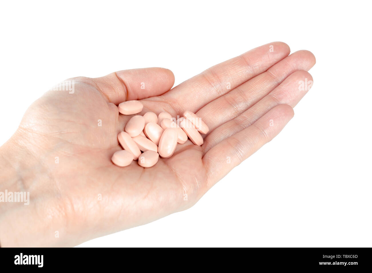 pills in woman hand Stock Photo - Alamy