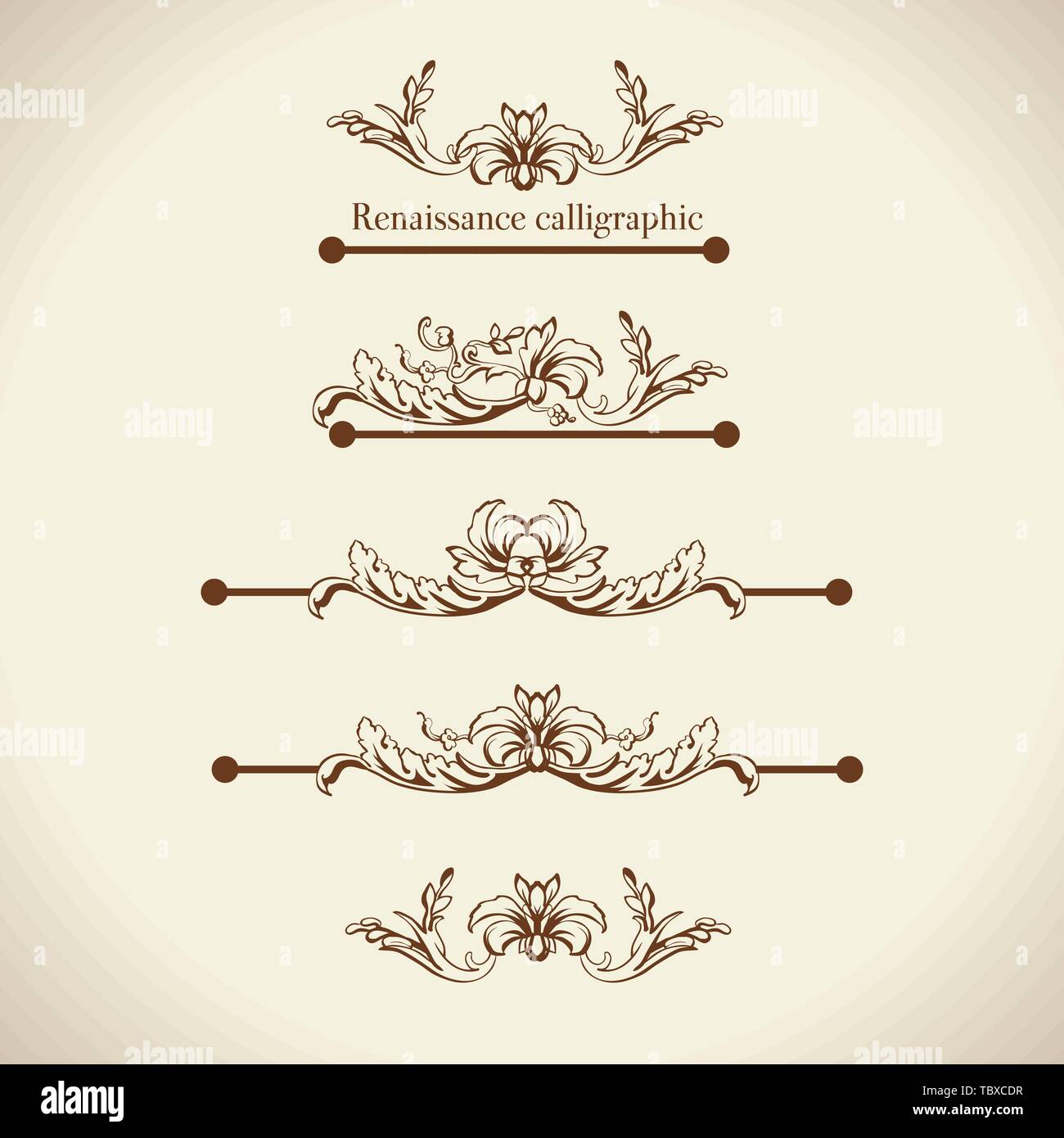 Vector set of calligraphic design elements, page decor, dividers and ...