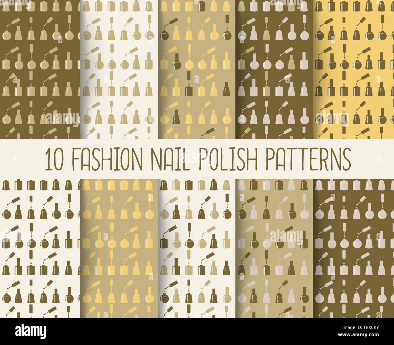 10 different nail polish seamless patterns in Marsala trendy color ...