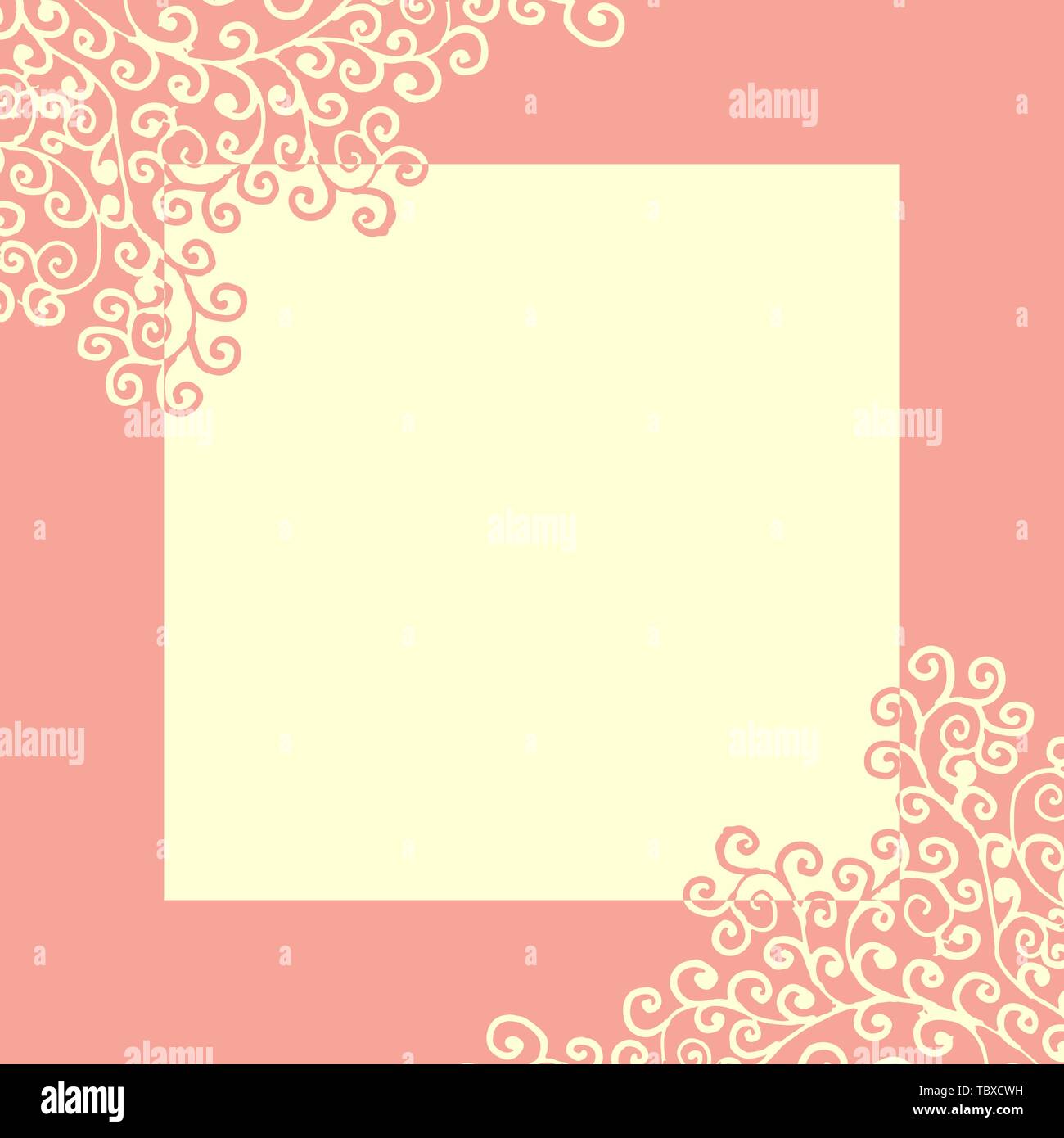 Romantic style greeting crad design template. With doodle hand drawn ...