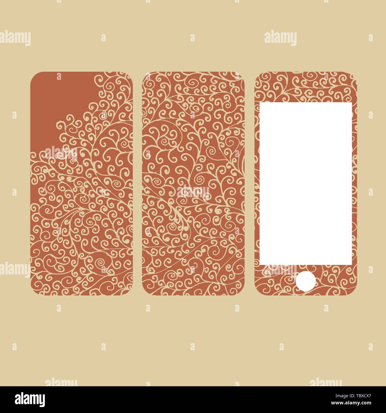 Mobile Phone Cover Back And Screen Pattern Vector Illustration