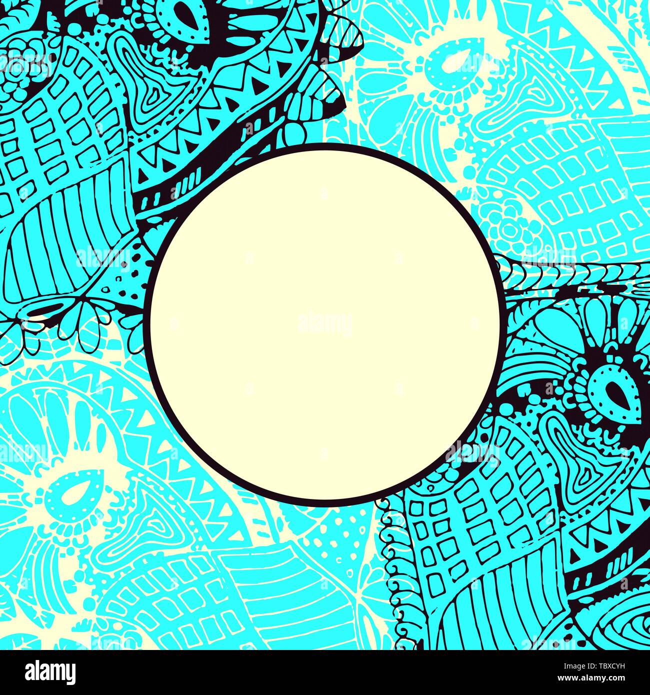 Greeting crad design template. With doodle hand drawn background and ...