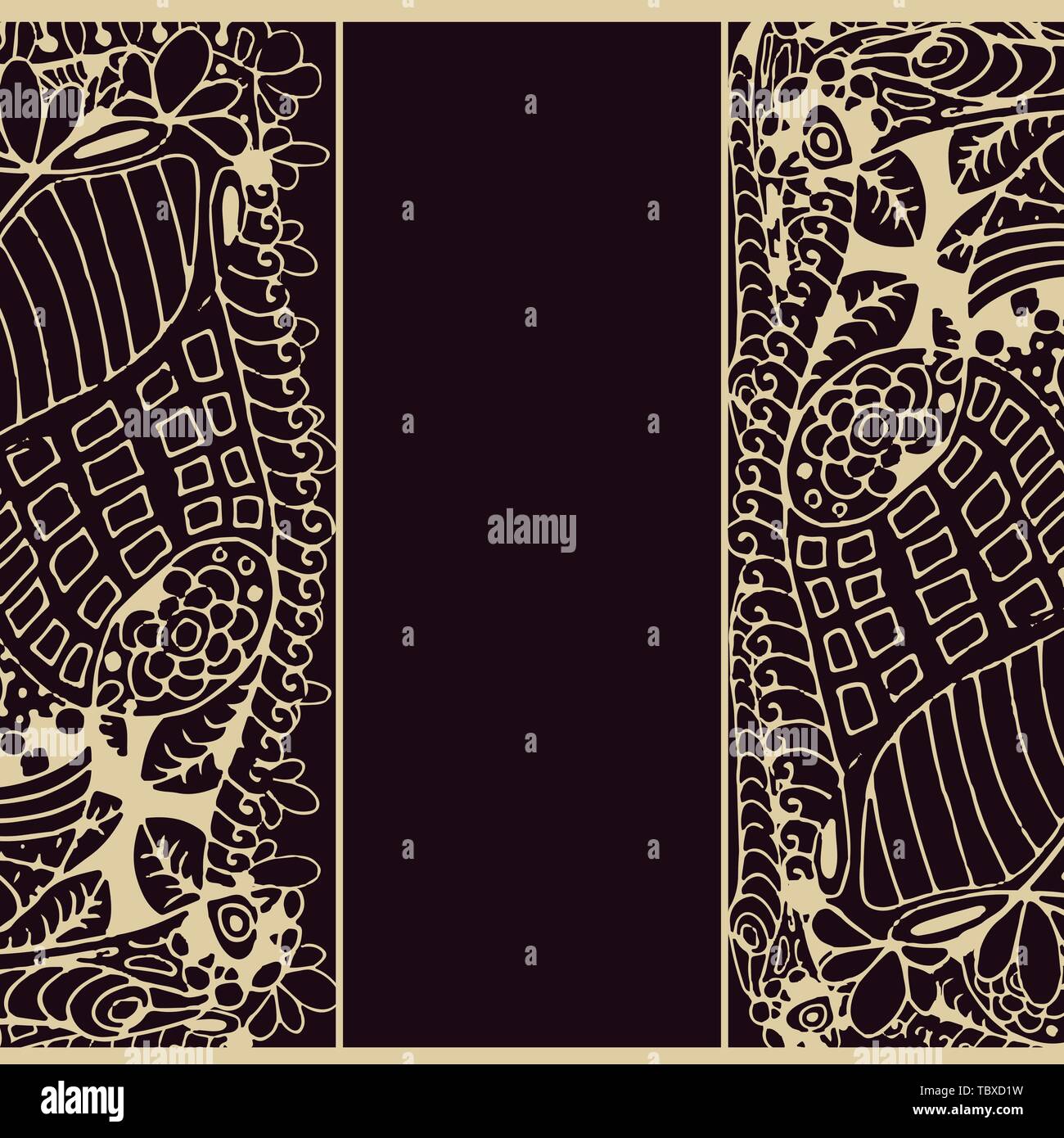 Luxury style greeting crad design template. With doodle hand drawn ...