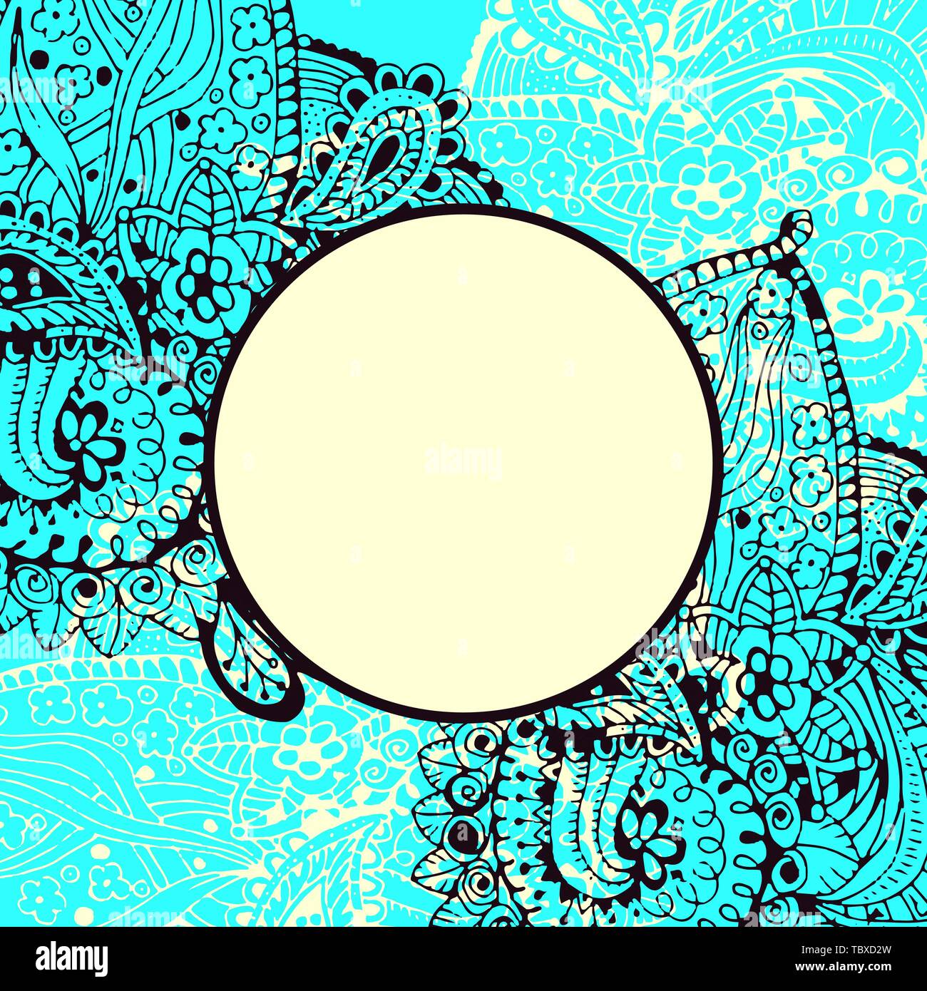 Greeting crad design template. With doodle hand drawn background and ...