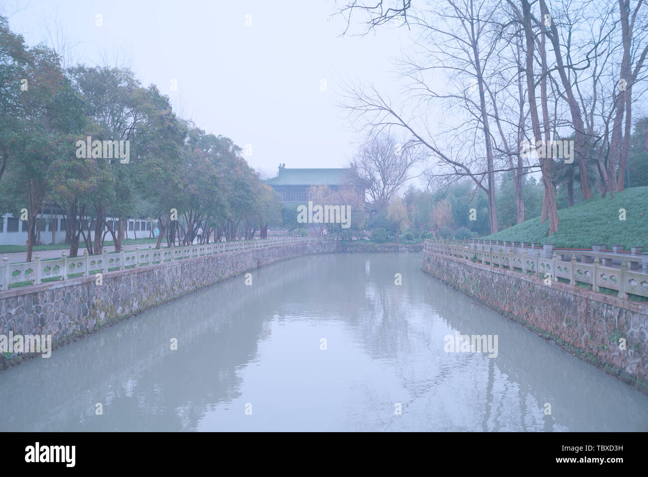 Smoke and rain Yangzhou sky blue water Stock Photo - Alamy