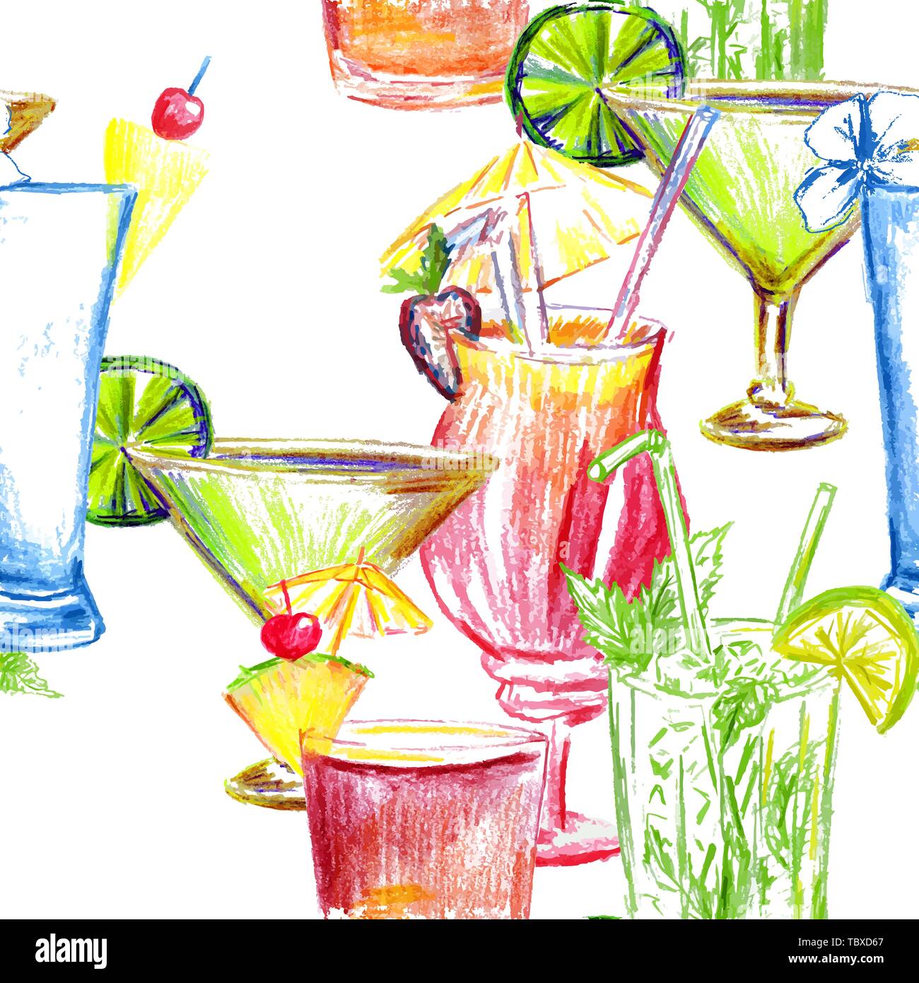 Cocktail party seamless pattern for fabric textile print design.Vector ...