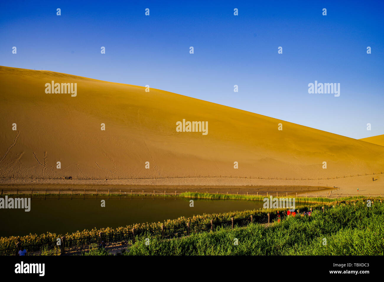 Dunhuang crescent spring, sunset Stock Photo - Alamy