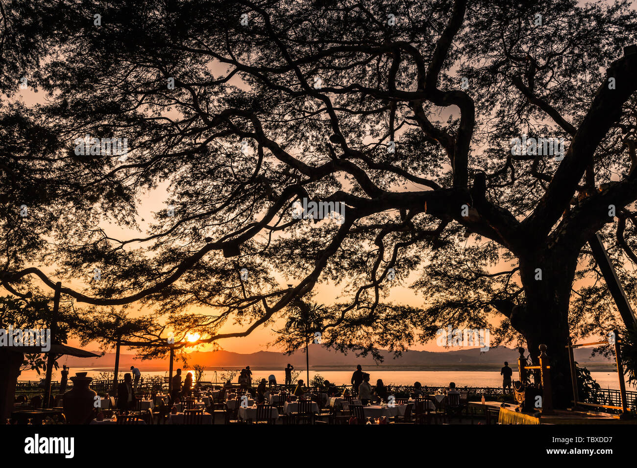 Sunset by the Pugan River Stock Photo - Alamy