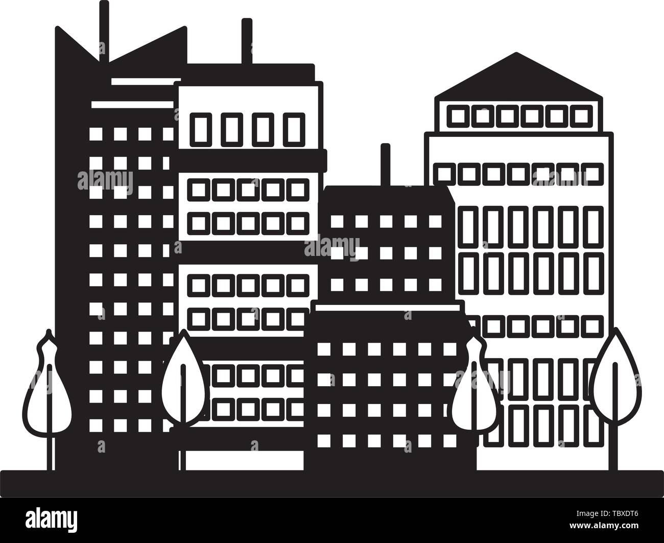 urban city downtown trees vector illustration Stock Vector Image & Art ...