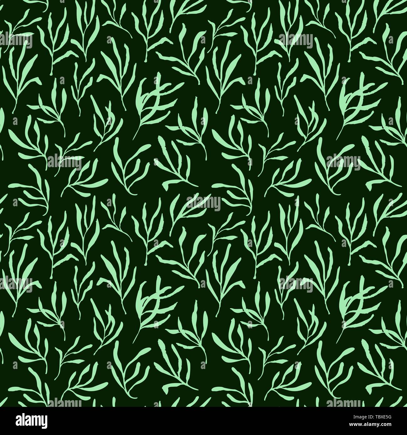 Estragon or tarragon seamless pattern therapeutic green leaf branch ...