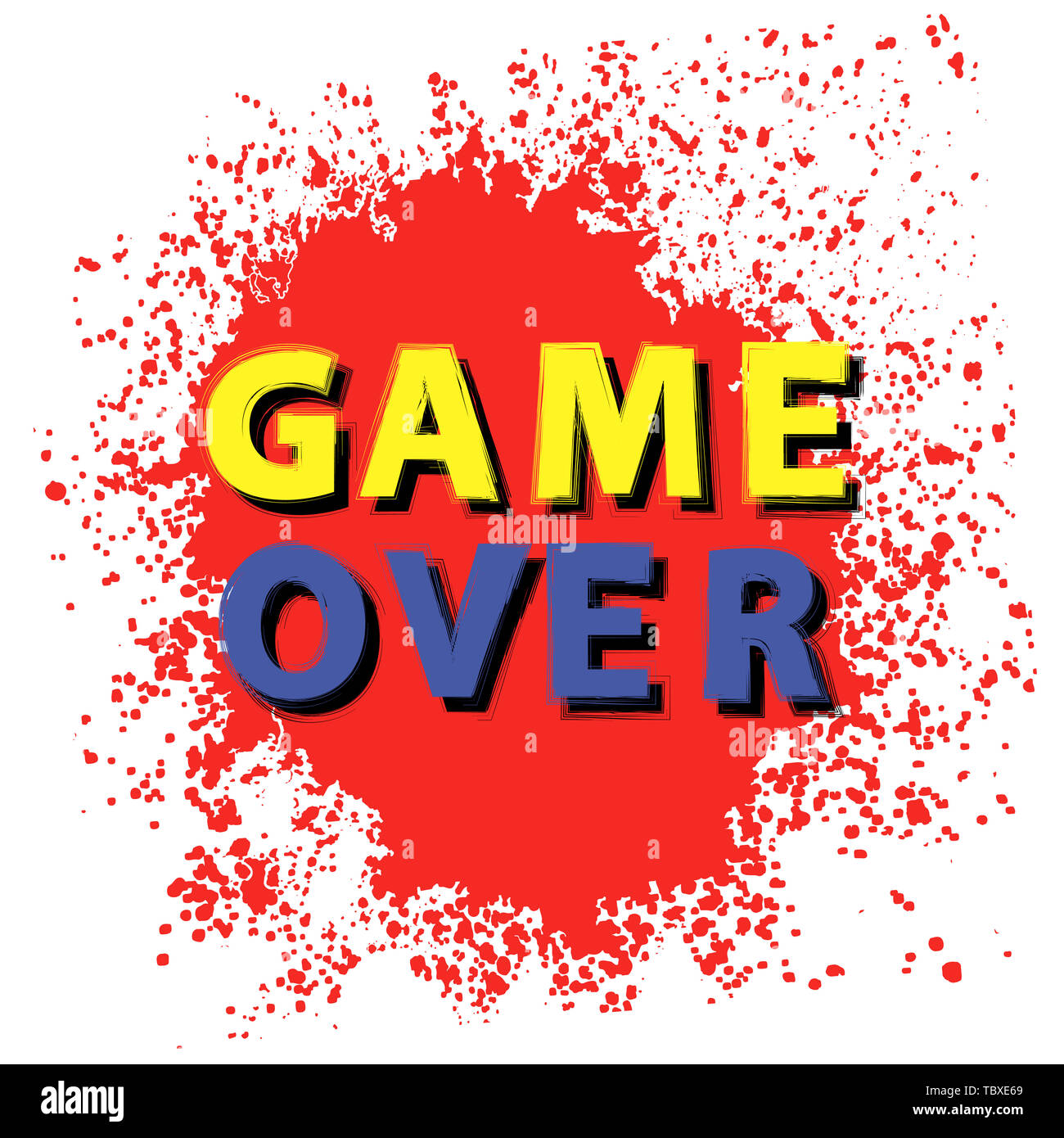 Retro Game Over Sign with Red Drops on White Background. Gaming Concept ...