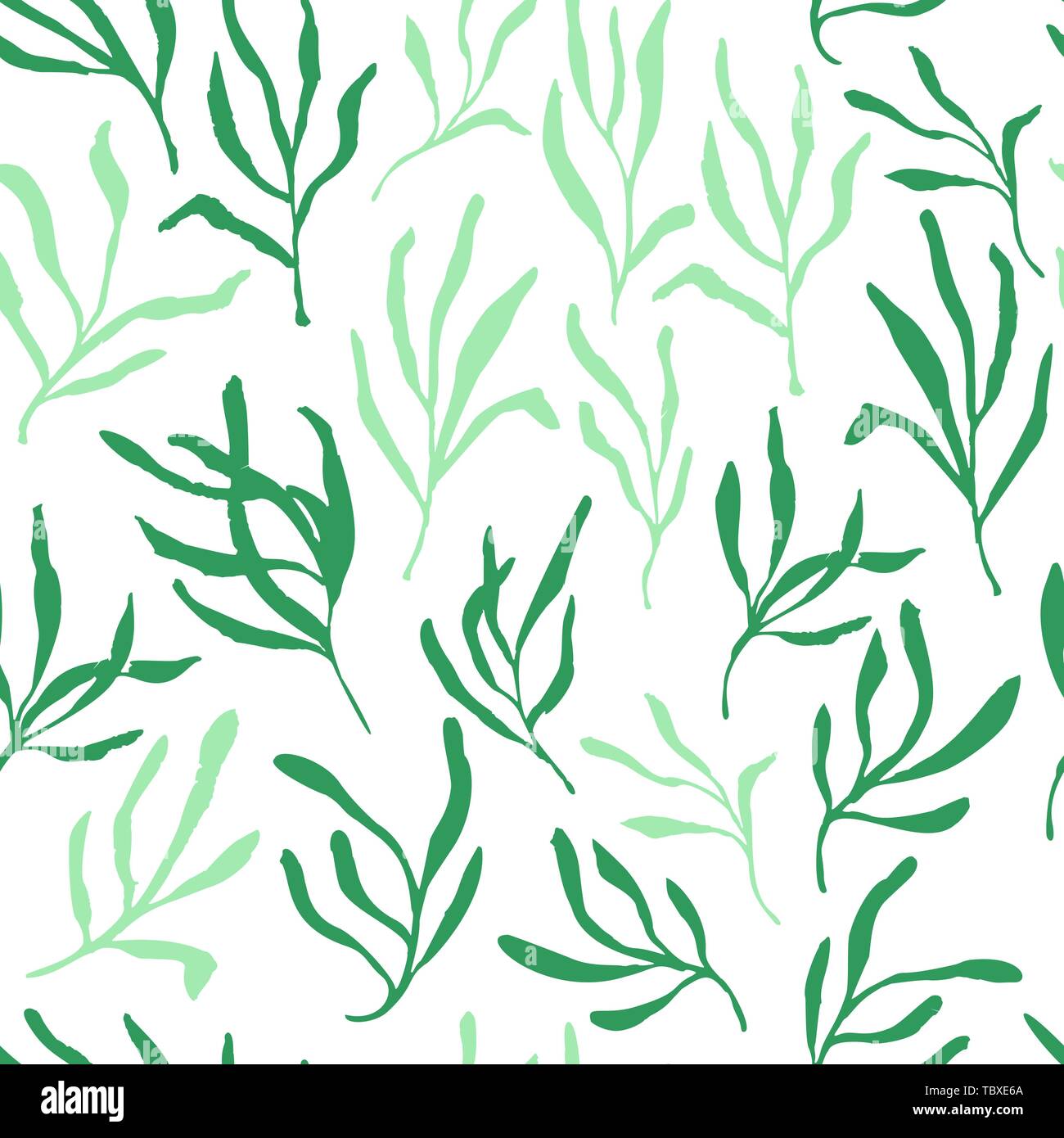 Estragon or tarragon seamless pattern therapeutic green leaf branch ...