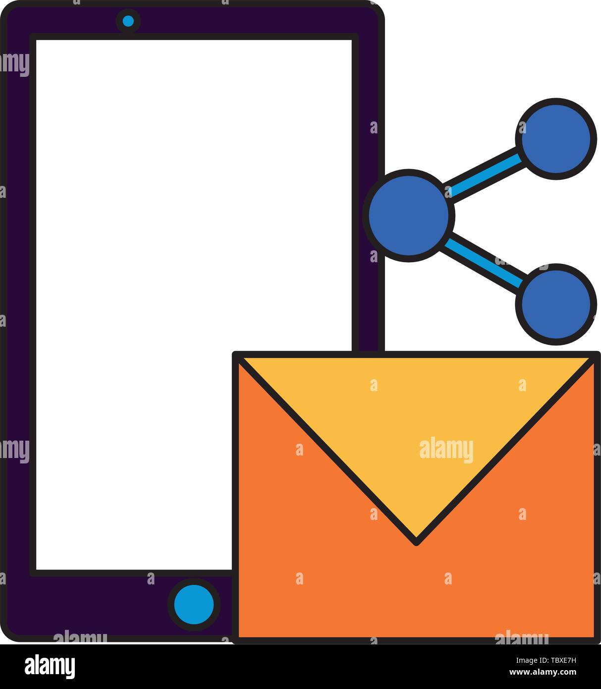 smartphone email share vector illustration Stock Vector Image & Art - Alamy