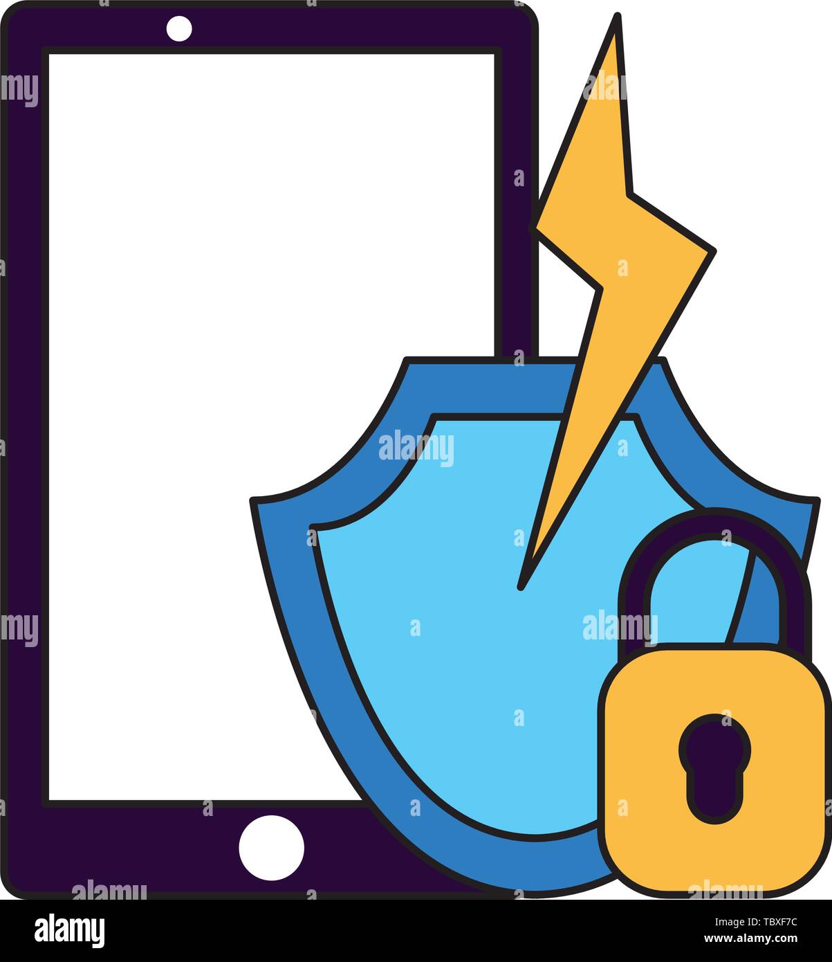 smartphone shield protection vector illustration Stock Vector Image ...