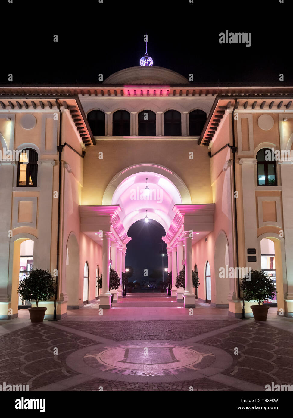 Architectural night view of the small town of Florence in Shanghai ...