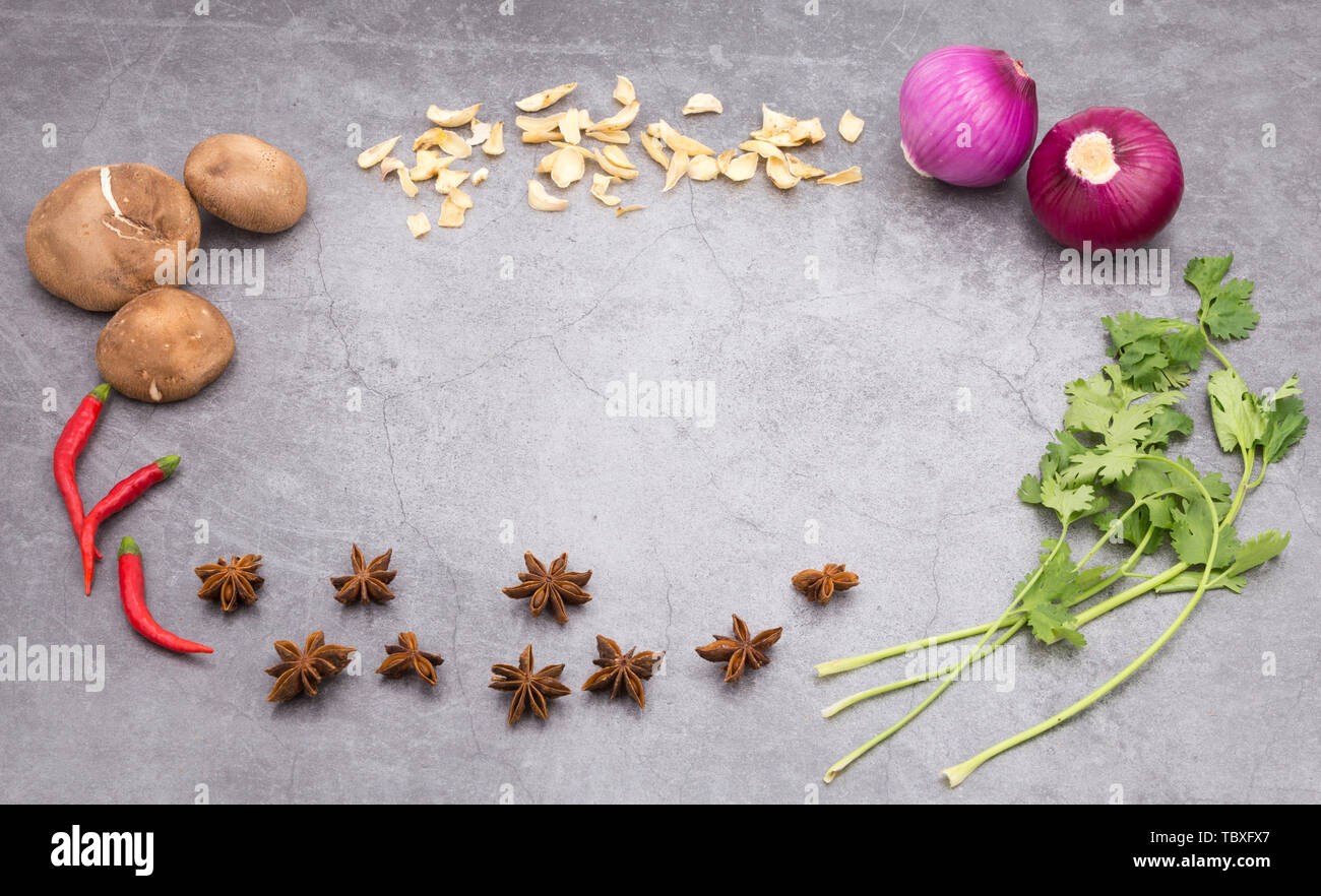 All kinds of seasonings and vegetables, used for cooking and seasoning ...