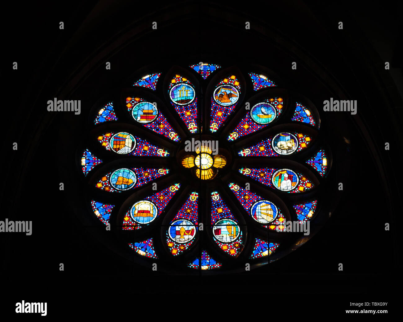 Church stained glass close-up Stock Photo - Alamy