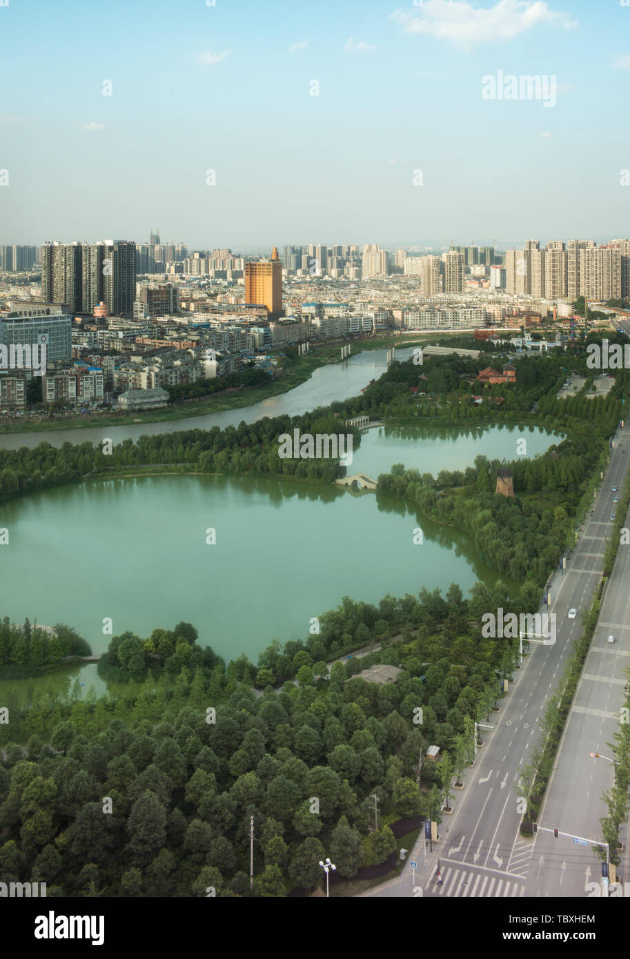 Aerial view of South Lake Park, Chengdu Stock Photo - Alamy