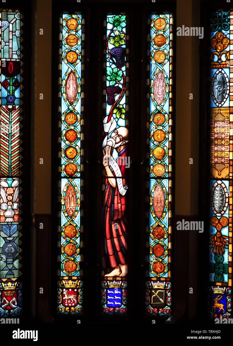 Church stained glass close-up Stock Photo - Alamy
