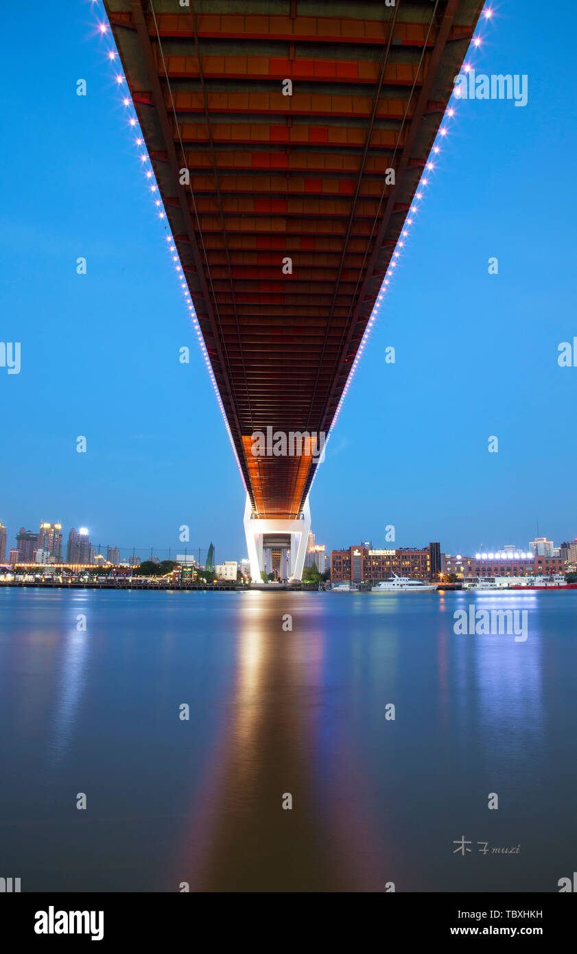 Shanghai Nanpu Bridge, a bridge connecting Pudong and Puxi Stock Photo ...