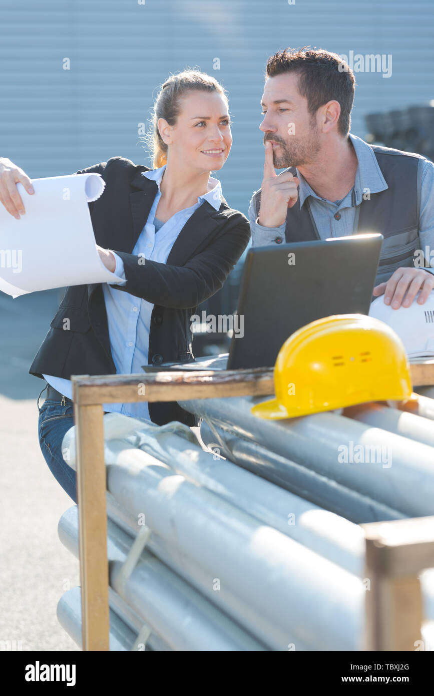 workers on quality inspection of building construction in buildings ...