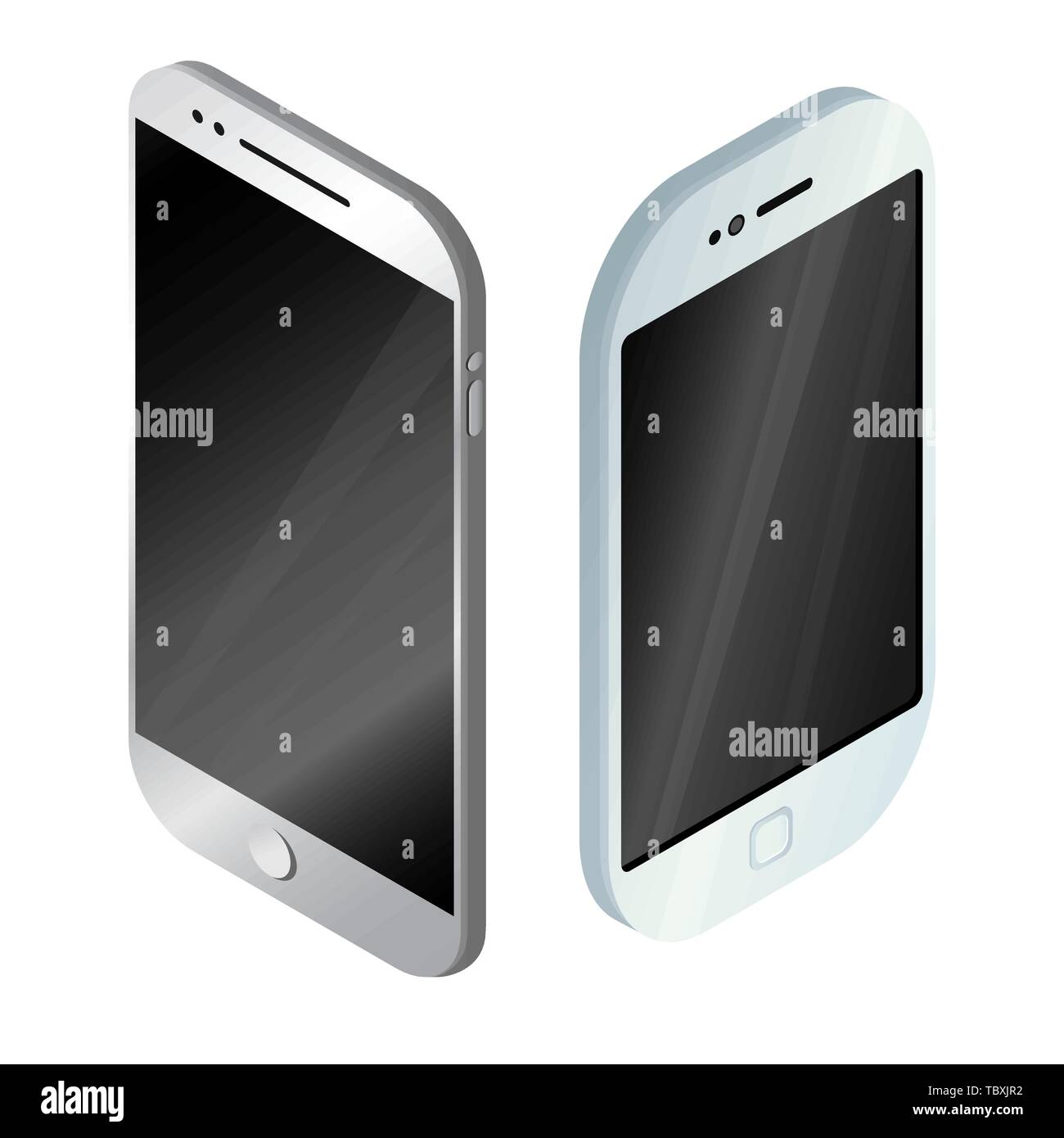 Isometric phone on a white background. Smartphone in isometric style ...