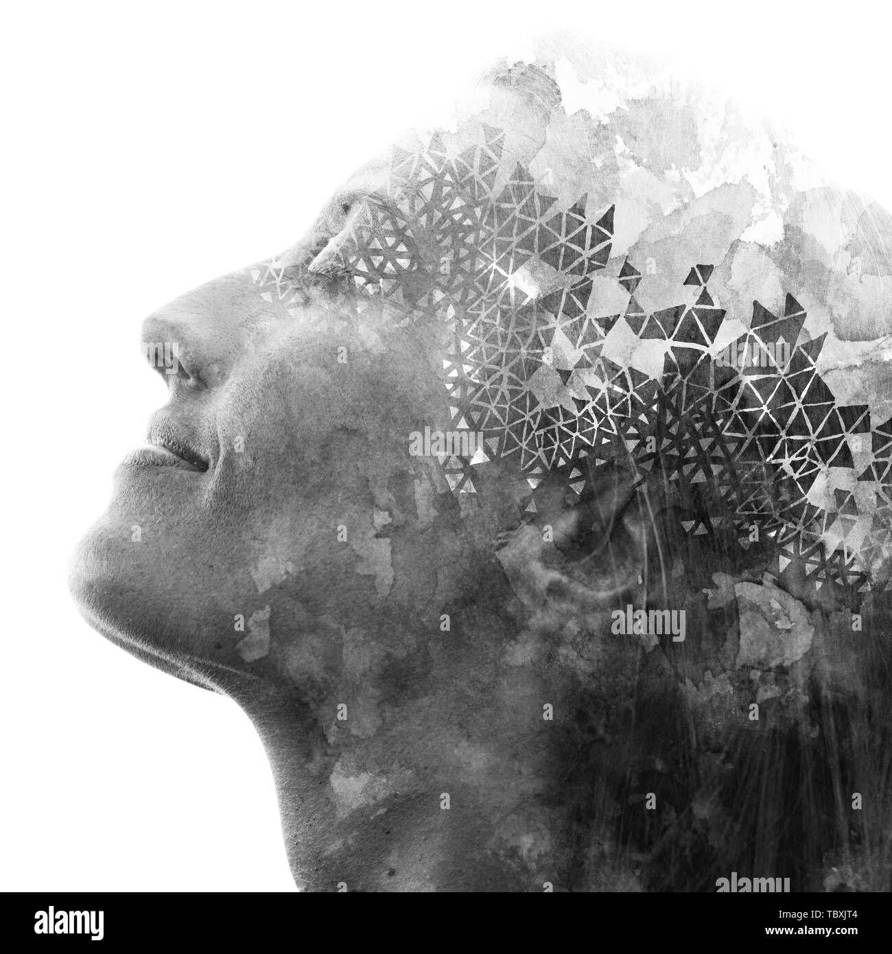 Portrait photography blends in with original artwork Stock Photo - Alamy